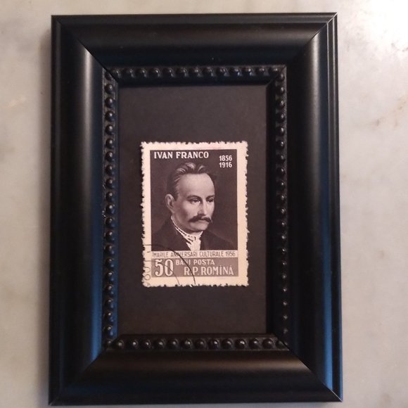 Vintage | Art | Framed Stamp Art Ivan Franco Author Poet | Poshmark
